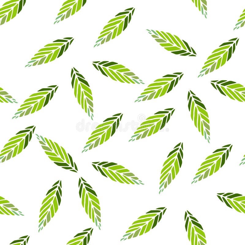 Simple Seamless Pattern with Green Tree Leaves Stock Vector ...
