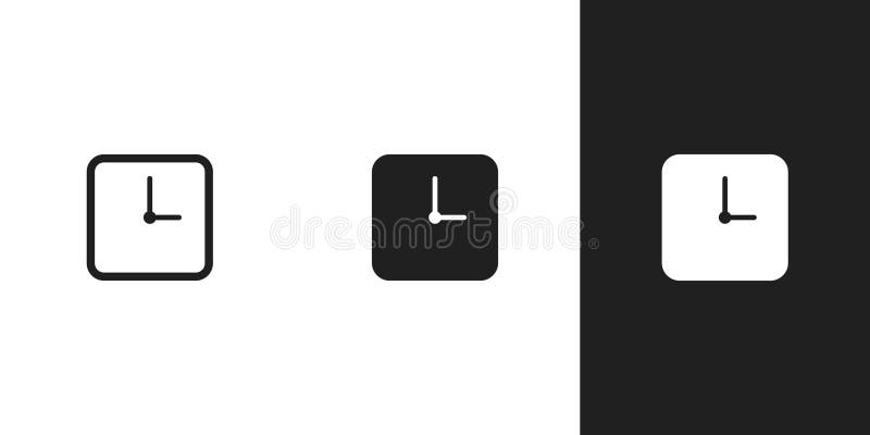 Simple Square Clock Icon in 3 Form. Stock Vector - Illustration of sign ...