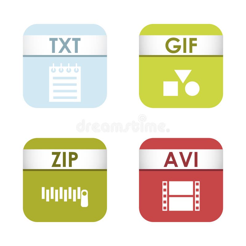Simple Square File Types Formats Labels Icon Set Presentation Document ...