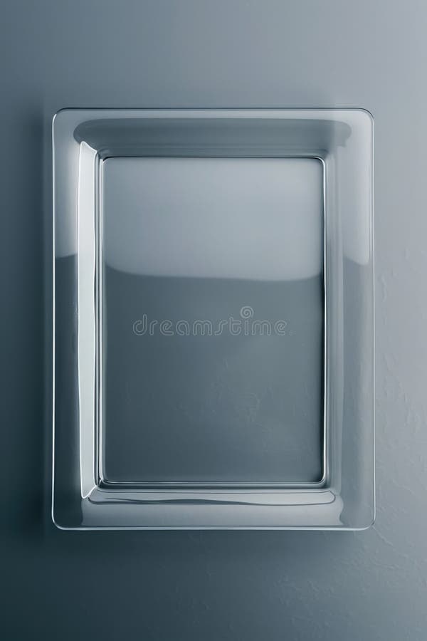 A Simple Square Glass Plate Placed on a Gray Wall Stock Image - Image ...