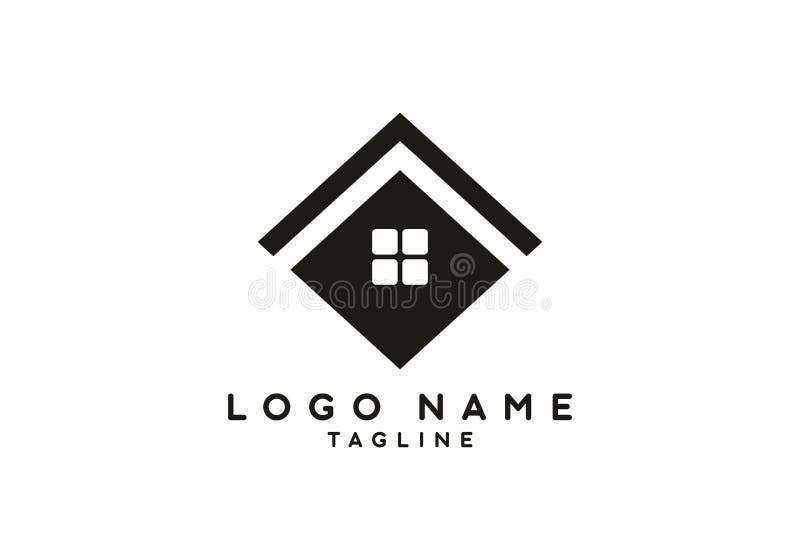 Simple Square Shape of House Logo Stock Vector - Illustration of ...
