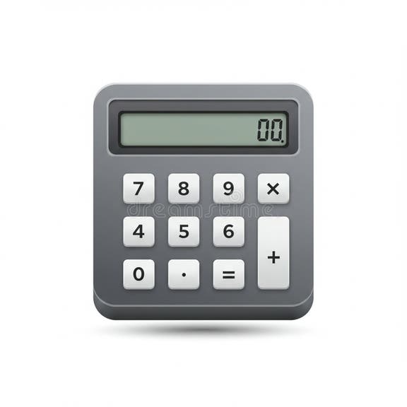 A Simple, Square-shaped Calculator with a Gray Body and White Buttons ...