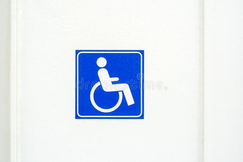 Simple Square Wheelchair Symbol Sticker, Label on a White Wall, People ...