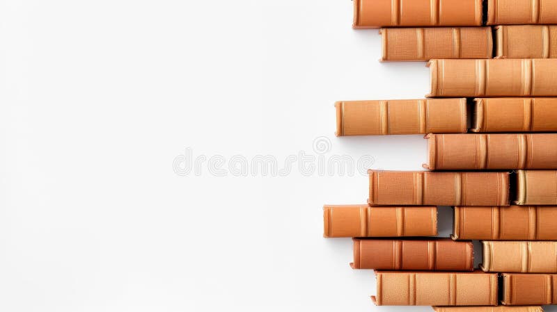 A Simple Stack of Brown Hardcover Books on a Clean White Background ...