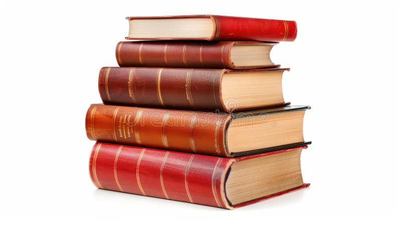 A Simple Stack of Brown Hardcover Books on a Clean White Background ...