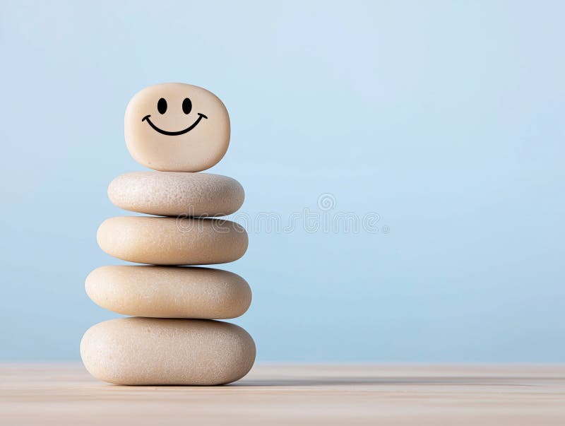 Simple Stack of Stones with Smiley Face on Top. Peaceful Image of ...