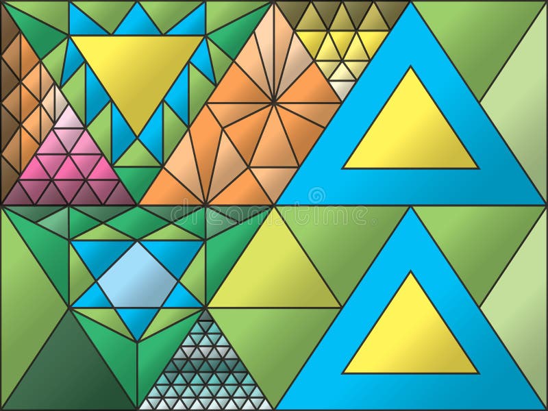 Stained Glass Window, Triangulation, Random Figures Stock Vector ...