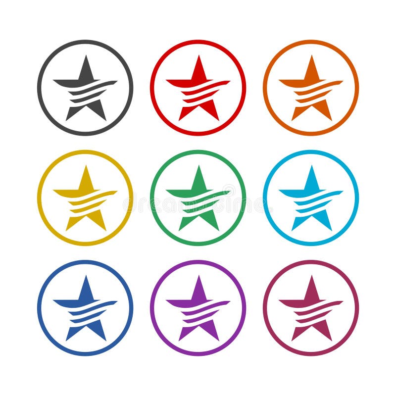 Simple Star Logo Icon, Color Set Isolated on White Stock Vector ...