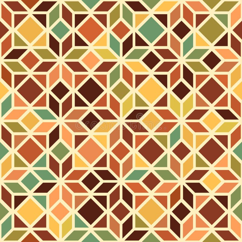 Star Shape Colorful Geometric Stained Glass Seamless Pattern, Vector ...