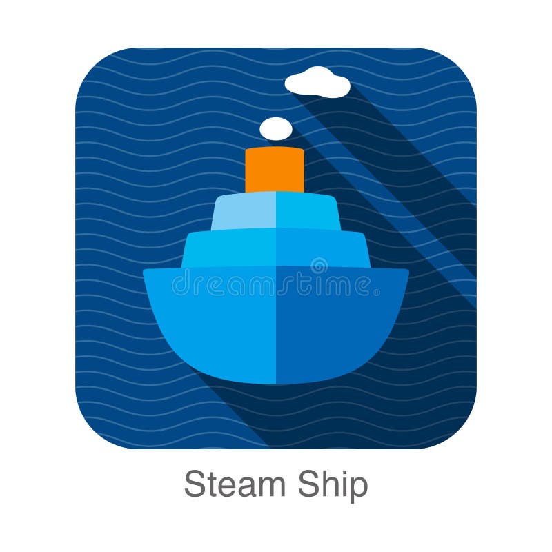Simple Steam Ship Flat Icon, Vector Illustration Stock Vector ...