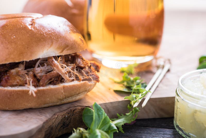 Simple Steet Food, Pulled Pork Bap Stock Image - Image of homemade ...