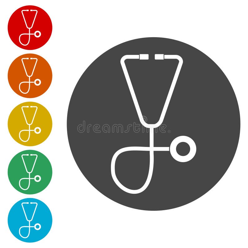 Simple Stethoscope Icons Set Stock Vector - Illustration of cardiology ...