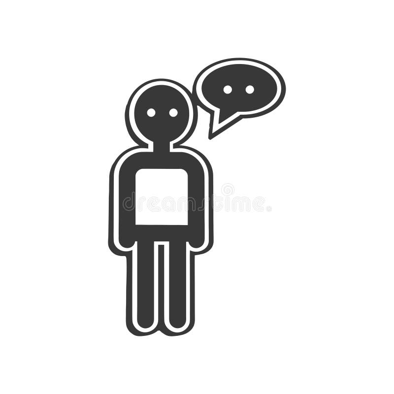 Simple Stick Figure with Speech Bubble Icon Stock Vector - Illustration ...