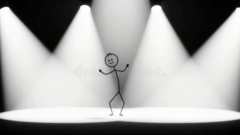 Spotlight Stickman: a Minimalist Stage Performance Stock Video - Video ...