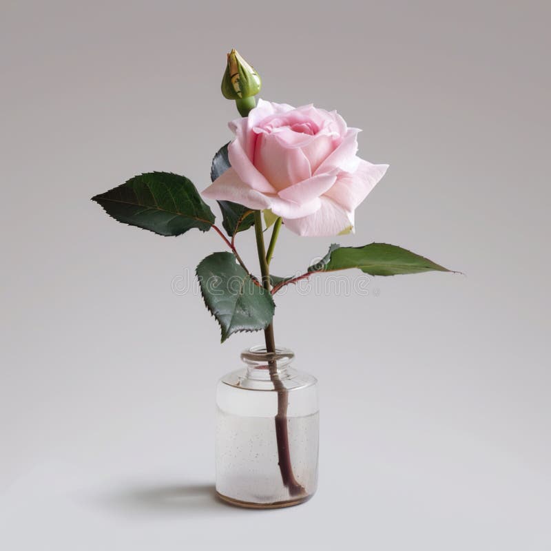 Simple Still Life with a Beautiful Pink Rose in a Vase Stock ...
