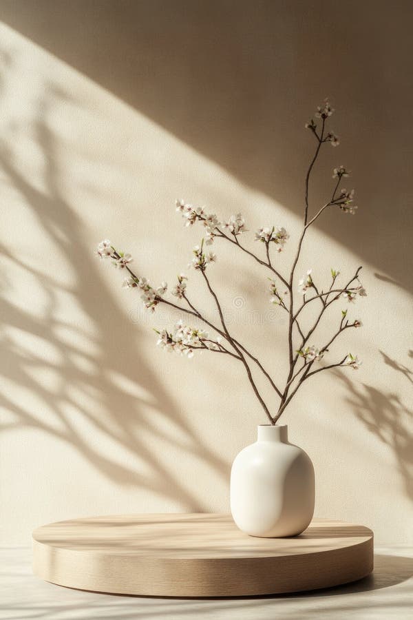 Simple Still Life Composition Featuring White Vase Placed Table Stock ...