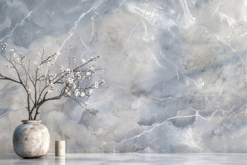 A Simple Still Life Composition of a Vase Containing a Branch, Placed ...