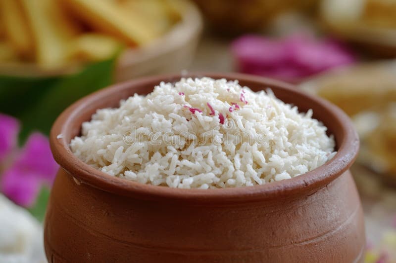 A Simple Still Life Image of a Bowl of Rice Sitting on a Table Stock ...