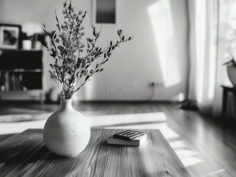 A Simple Still Life Image Featuring a Black and White Photograph of a ...