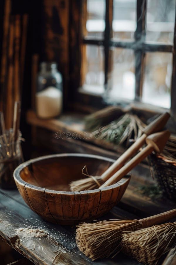 A Simple Still Life Image of a Wooden Bowl Sitting on Top of a Wooden ...