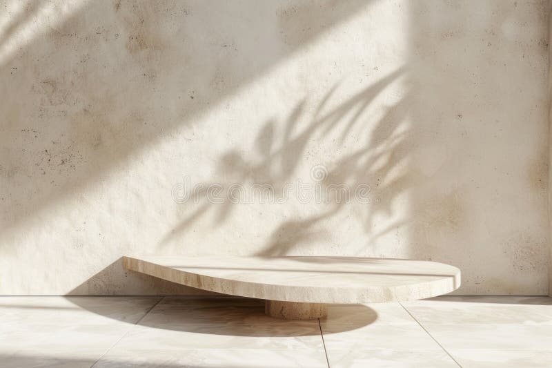 A Simple Stone Bench Sits in Front of a Wall, Suitable for Outdoor or ...