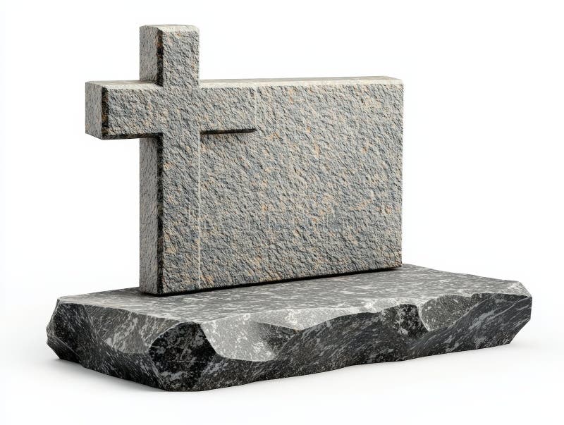 A Simple Stone Grave Marker with a Cross Symbolizing Remembrance and ...