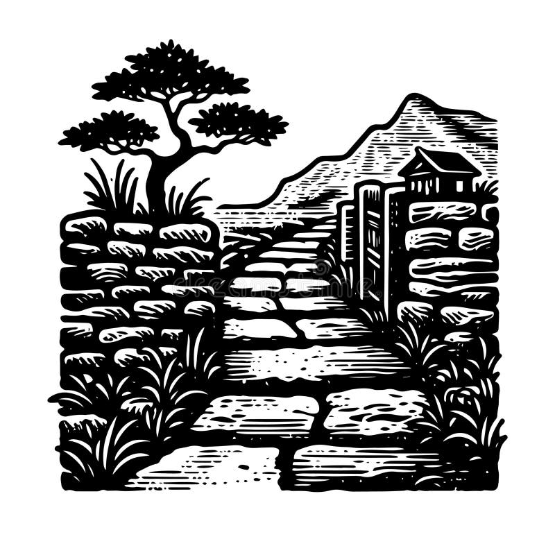 Stone Pathway Vector Icon Vintage Retro Logo Illustration Stock Vector ...