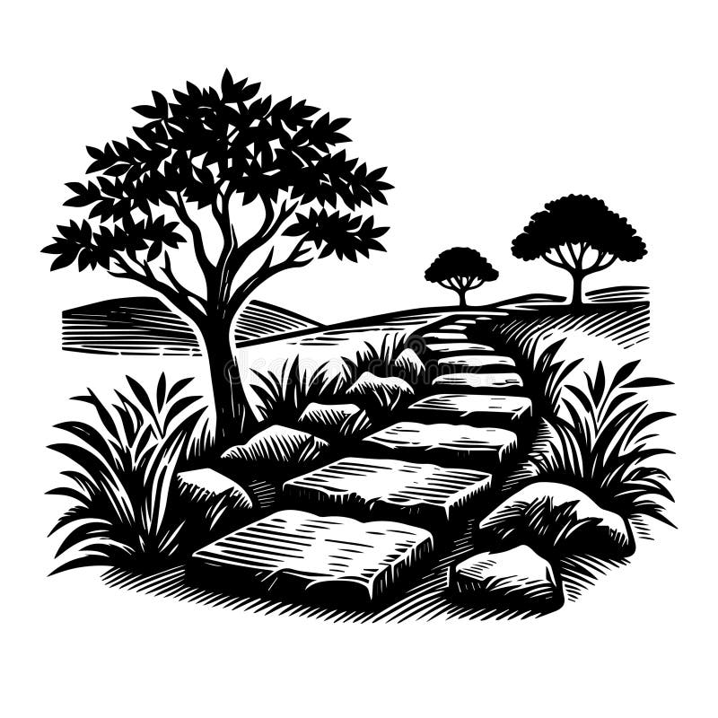 Stone Pathway Vector Icon Vintage Retro Logo Illustration Stock Vector ...