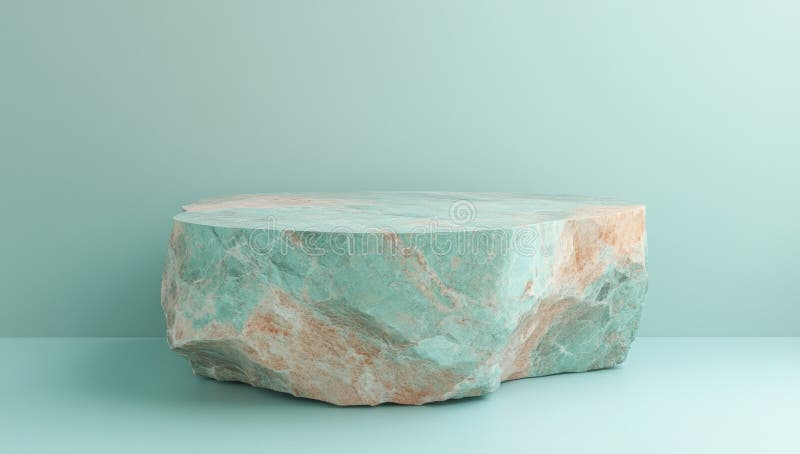 Simple Stone Podium Set Against a Light Green Backdrop for Promoting ...