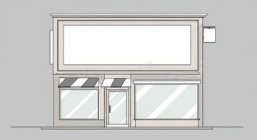 A Simple Storefront Illustration Features a Building with a Large ...