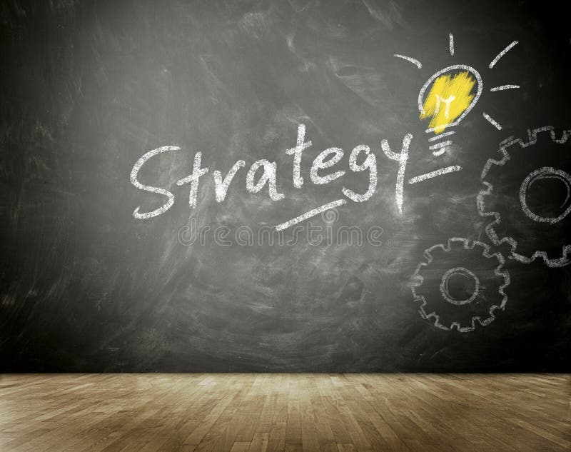 Simple Strategy Concept on Black Chalkboard Stock Photo - Image of hand ...