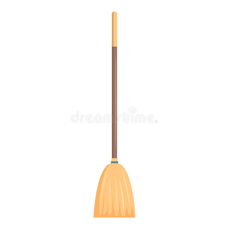 Simple Straw Broom Standing Up for Cleaning Stock Vector - Illustration ...