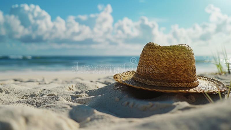 A Simple Straw Hat Resting on the Warm Sand of a Beach, Perfect for a ...