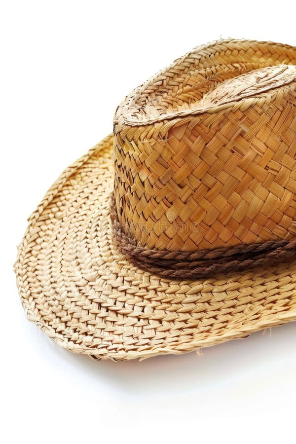 A Simple Straw Hat Sitting on a Plain White Surface Stock Image - Image ...