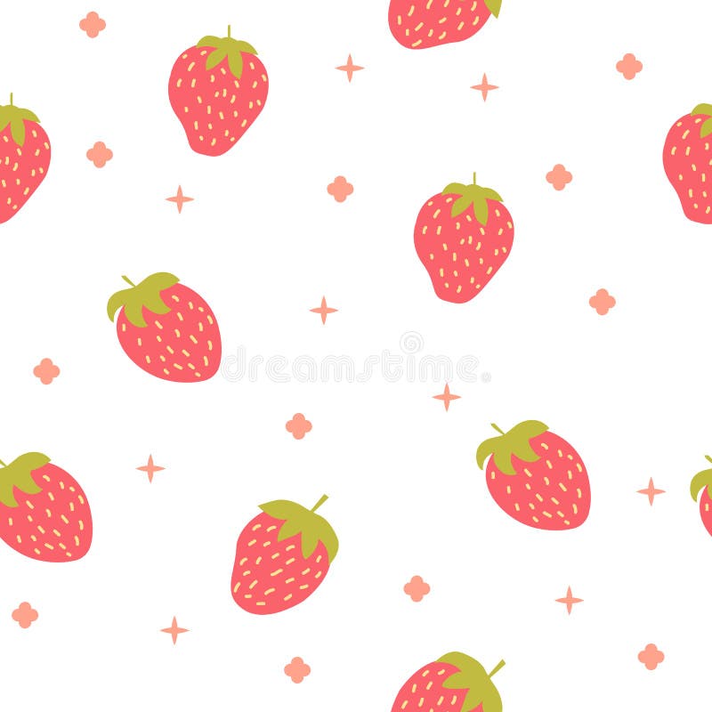 Simple Strawberries Seamless Pattern Vector Background. Childish ...