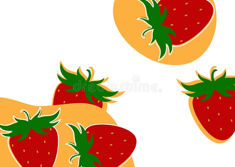 Simple Strawberry Background on White and Yellow Background. Natural ...