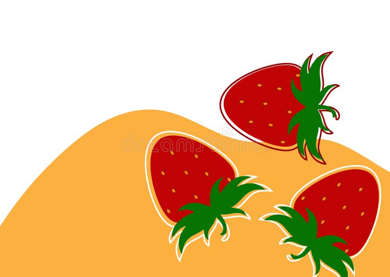 Simple Strawberry Background on White and Yellow Background. Natural ...