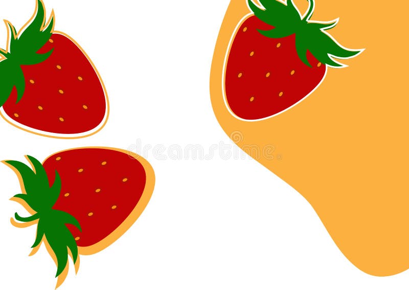 Simple Strawberry Background on White and Yellow Background. Natural ...