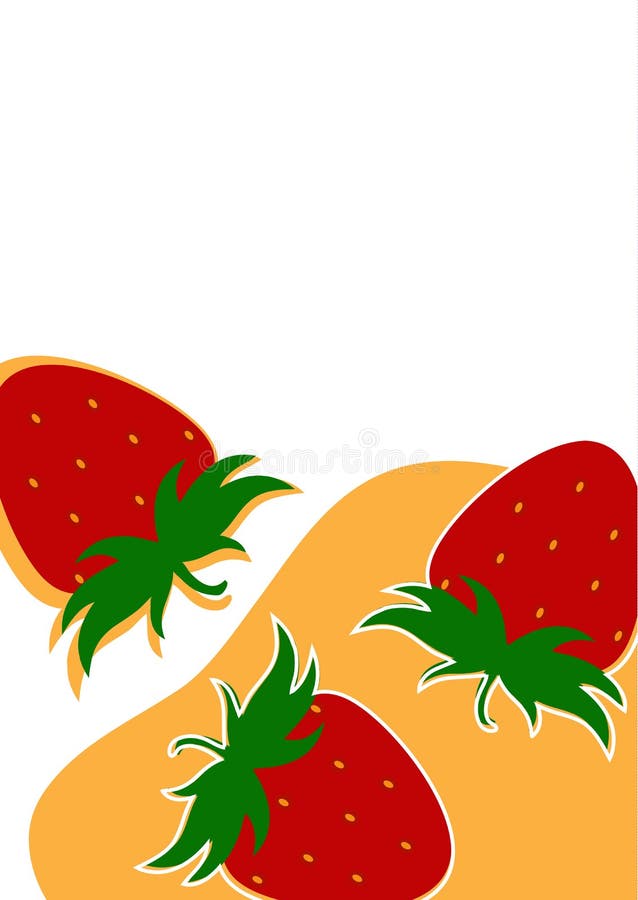 Simple Strawberry Background on White and Yellow Background. Natural ...