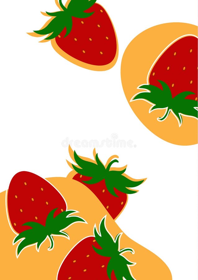 Simple Strawberry Background on White and Yellow Background. Natural ...