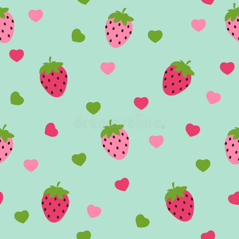 Simple Strawberry Seamless Pattern Background Vector Illustratio Stock ...