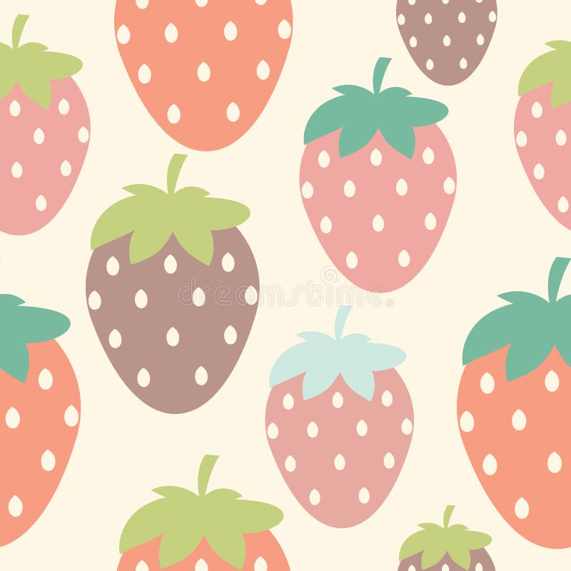Simple Strawberry Seamless Pattern Background Vector Illustratio Stock ...