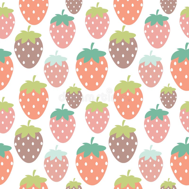 Simple Strawberry Seamless Pattern Background Vector Illustratio Stock ...