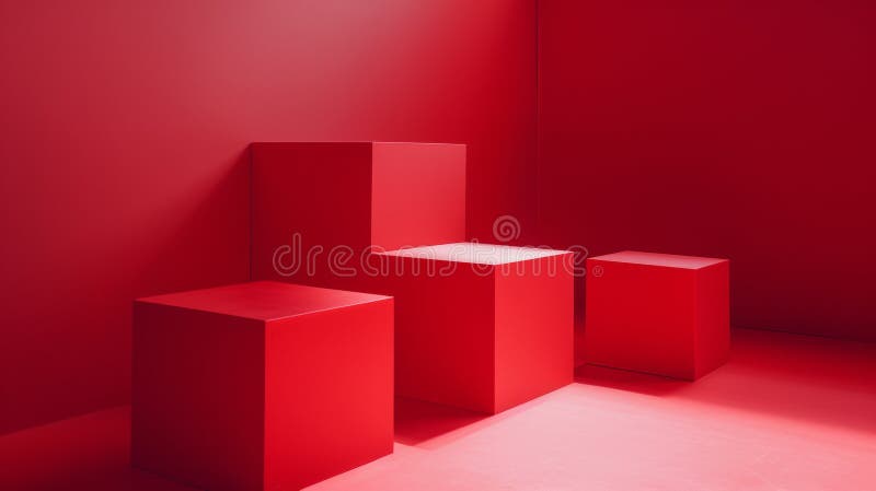 Minimalistic Red Cubes in a Geometric Abstract Setup Stock Photo ...