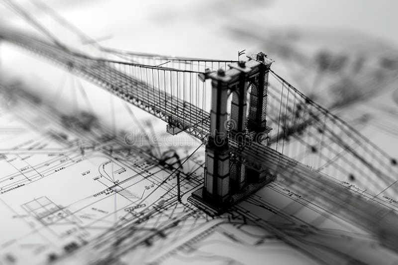 A Simple yet Striking Image of a Bridge in Monochrome Tones Stock Image ...