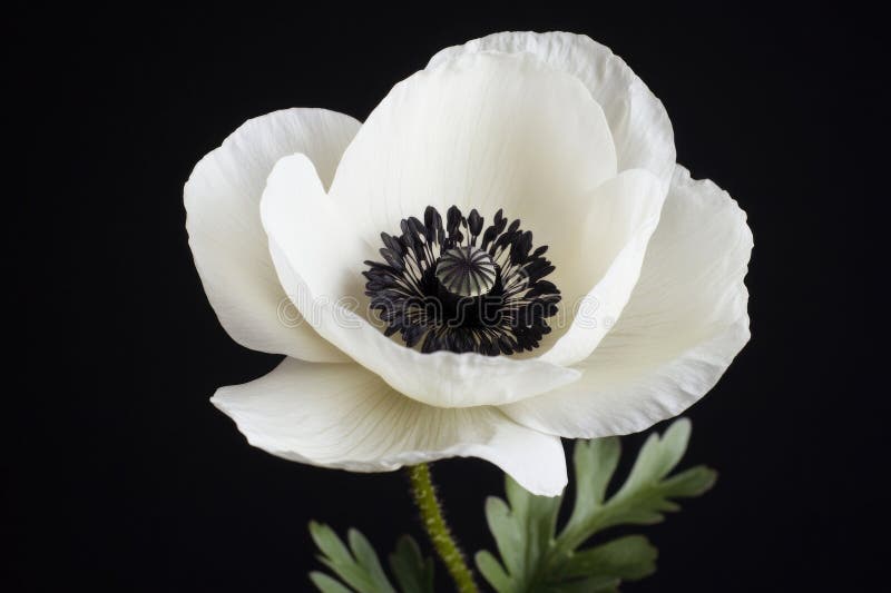 A Simple yet Striking Image of a Single White Flower with a Black ...
