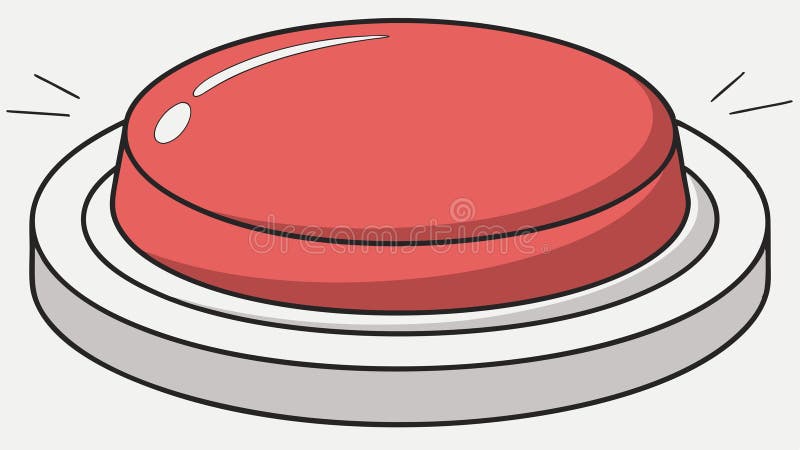 Large Red Push Button in Flat Design, Ready for Interaction, Vector ...