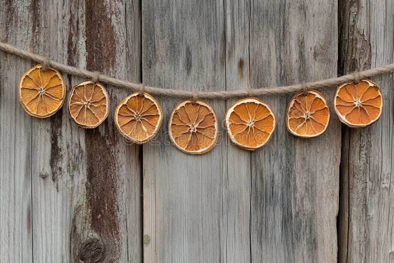 Simple String Dried Orange Slices Displayed Rustic Garden Stock Photos ...