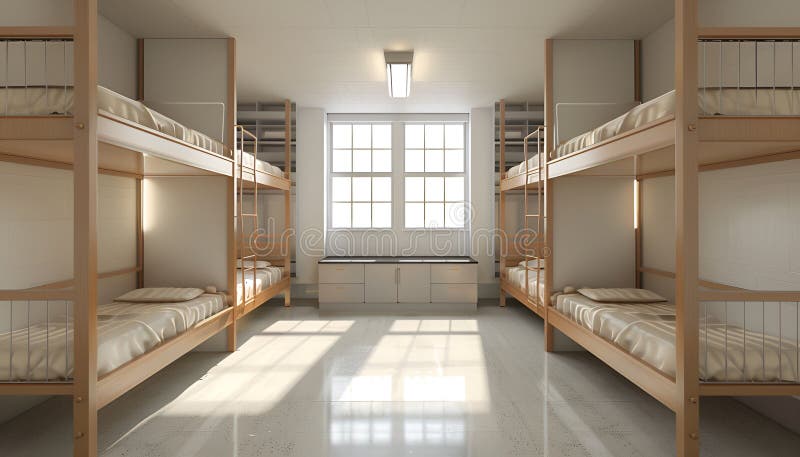 Simple Student-style Dorm Bedroom. Hostel Dormitory Room Stock Photo ...