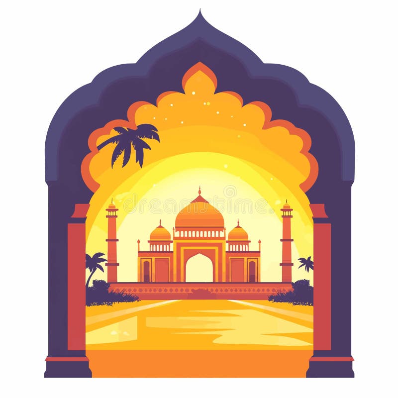 Simple a Stunning View of a Historical Mosque Site at Dusk. Vector ...